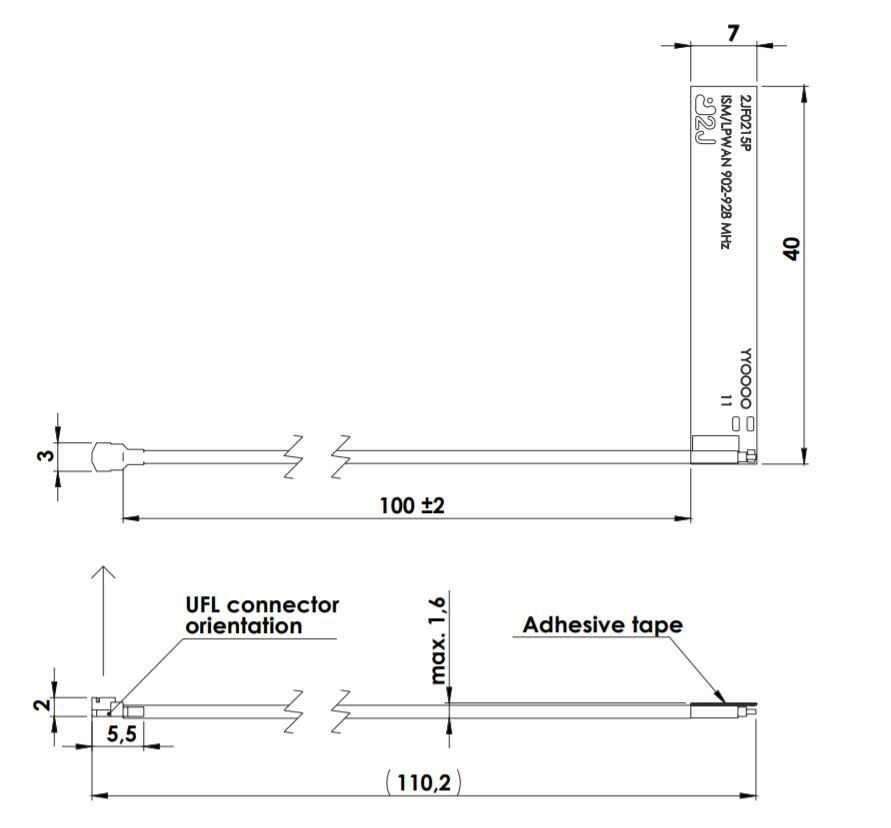 915 MHz ISM / LoRa PCB Antenna 2JF0215P - e-komponent.com